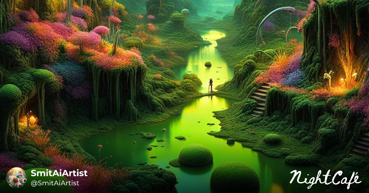 Slimepunk plastic-core fantasy landscape