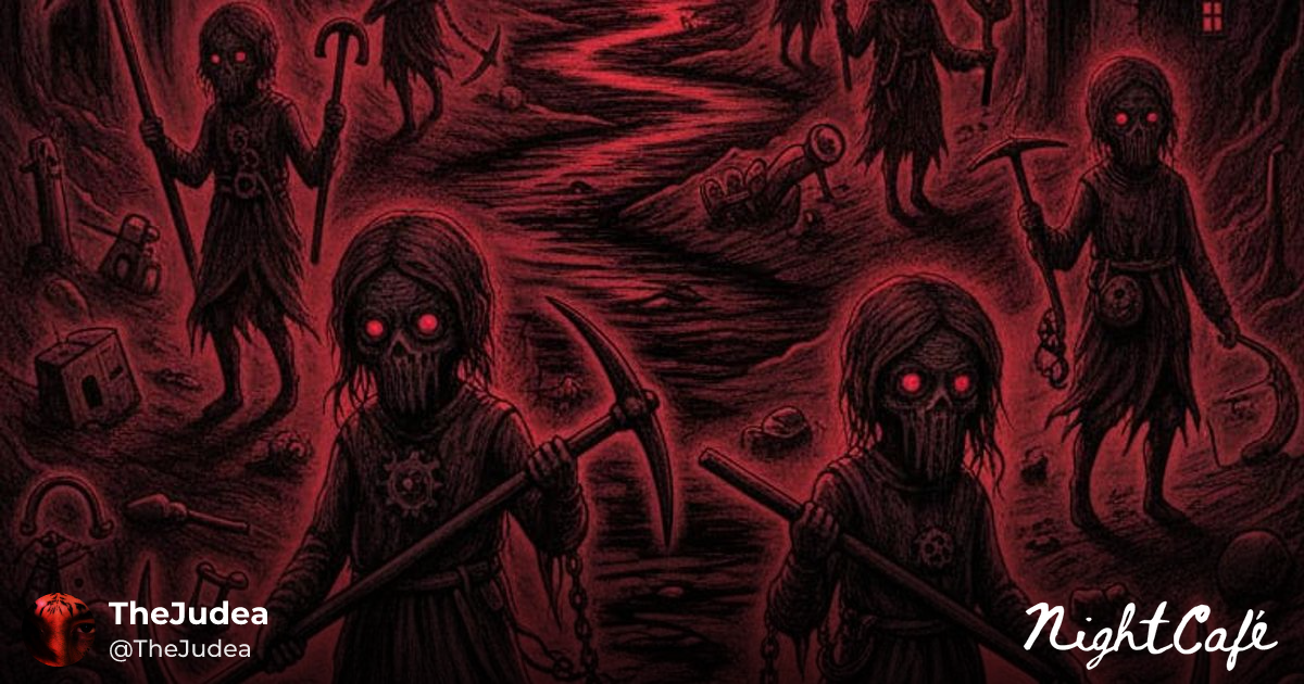 Gothic Shadow Factory and Hellish Mine with Dark C... - AI Art