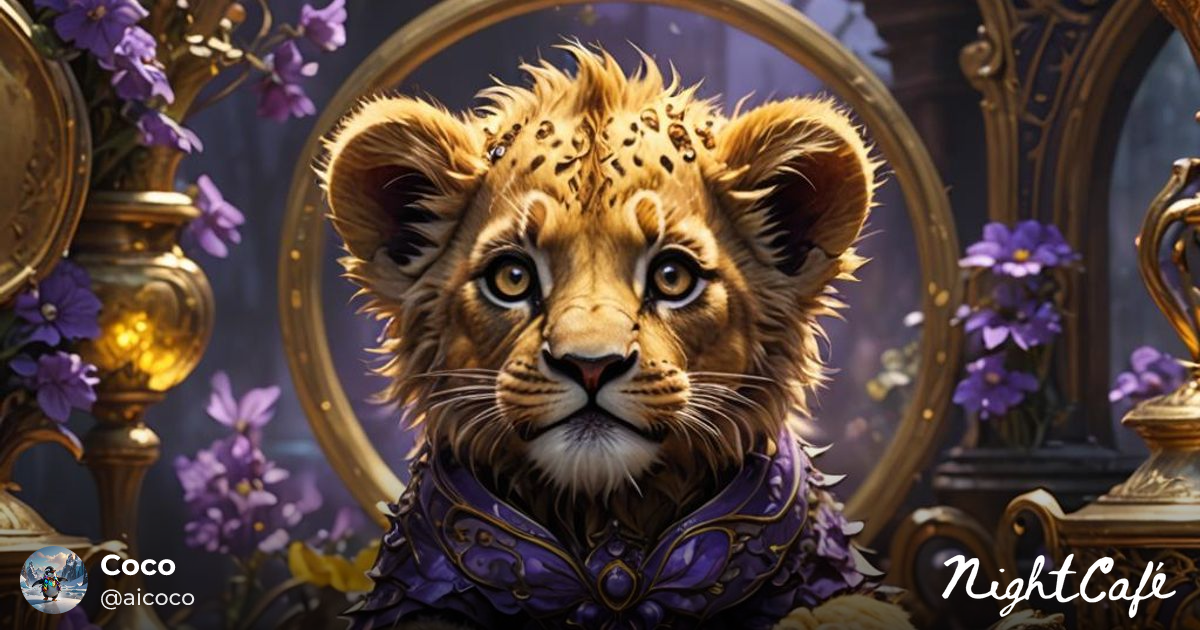 Lion cub in teacup - Lion Cub in Teacup: Dark Fantasy Concep...