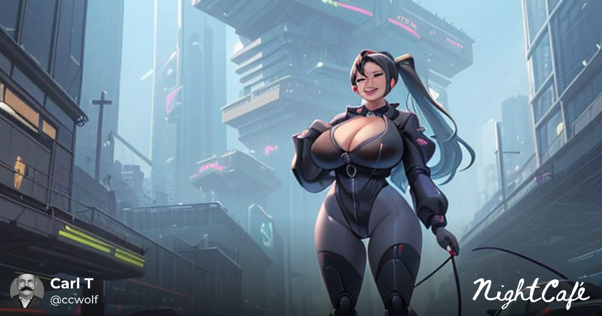 Futuristic city - Curvy Futuristic Beauty Leashed by a Robot...