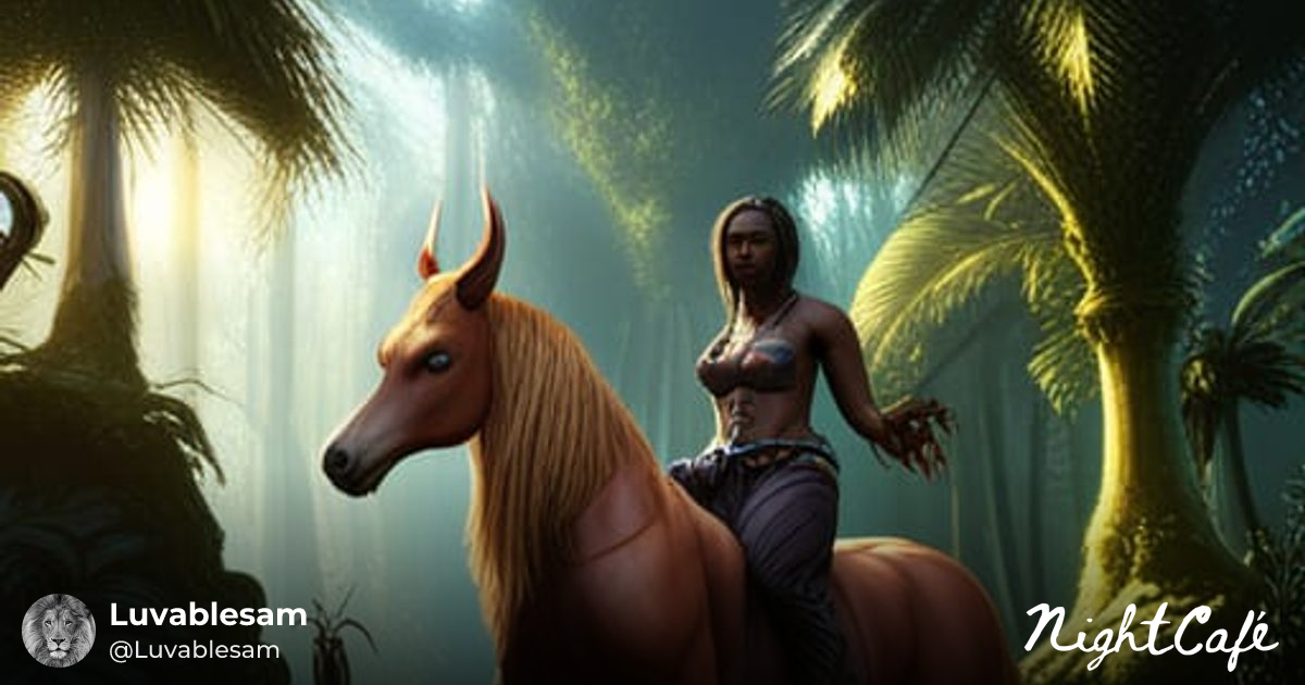 Black Centaur in African Forest: Fantasy Concept A... - AI Art