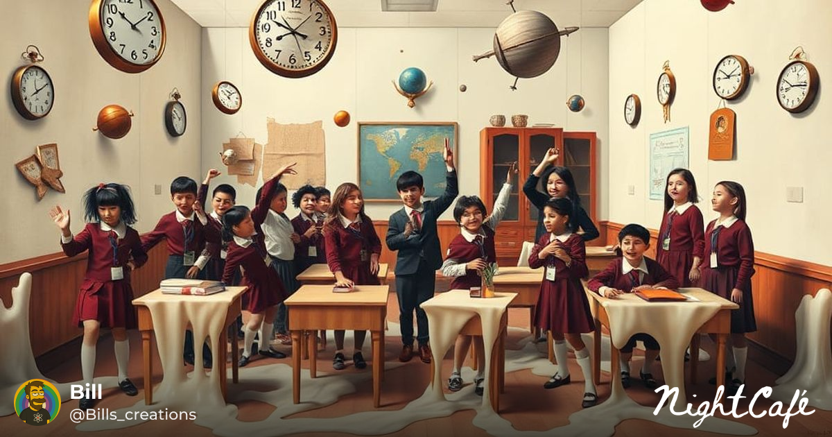 surreal classroom - Dreamlike Students in a Melting Classro...