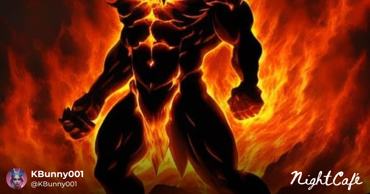 Fireball Demon - Flaming Charcoal Demon in Dark Fantasy Styl...