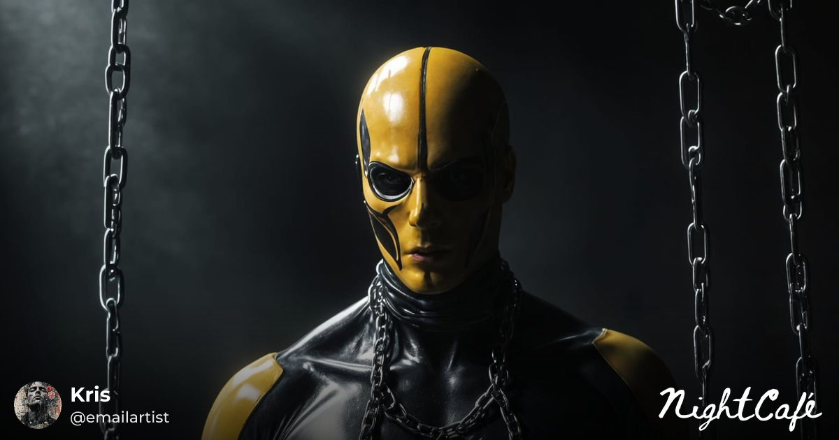 Chains & Latex - Hairy Man in Yellow Latex Suit Shackled to ...