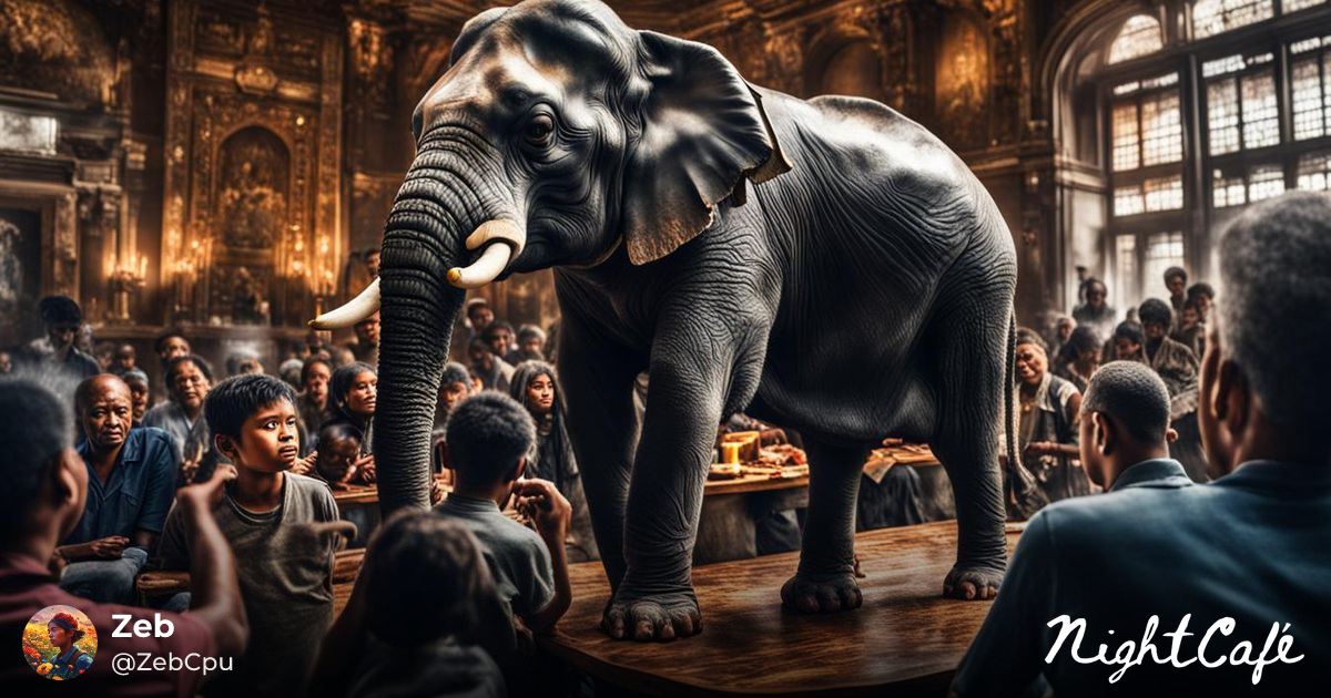 Miniature Elephant on Table, Hyperrealistic Image - AI Art