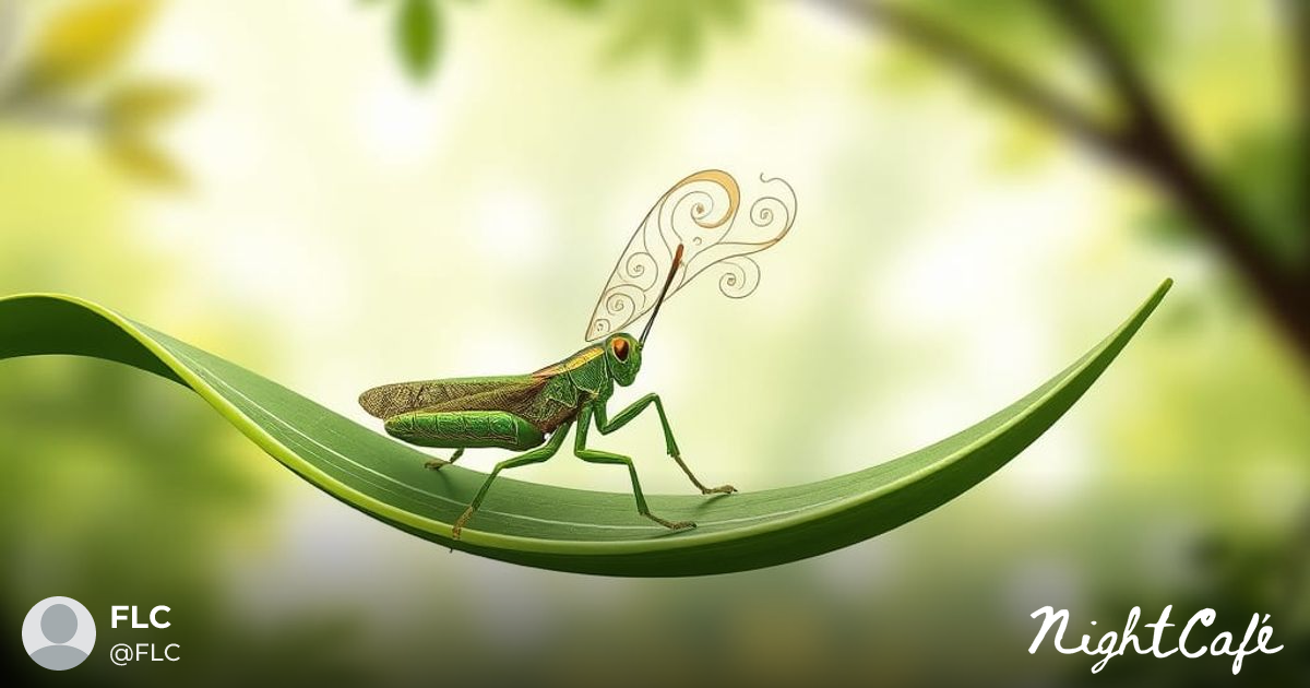 little grasshopper - Ethereal Grasshopper Soars on Vibrant L...