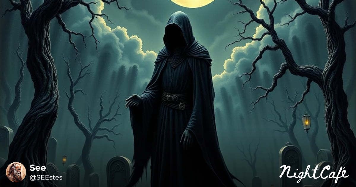 Necromancer Summons Undead in Dark Fantasy Cemeter... - AI Art