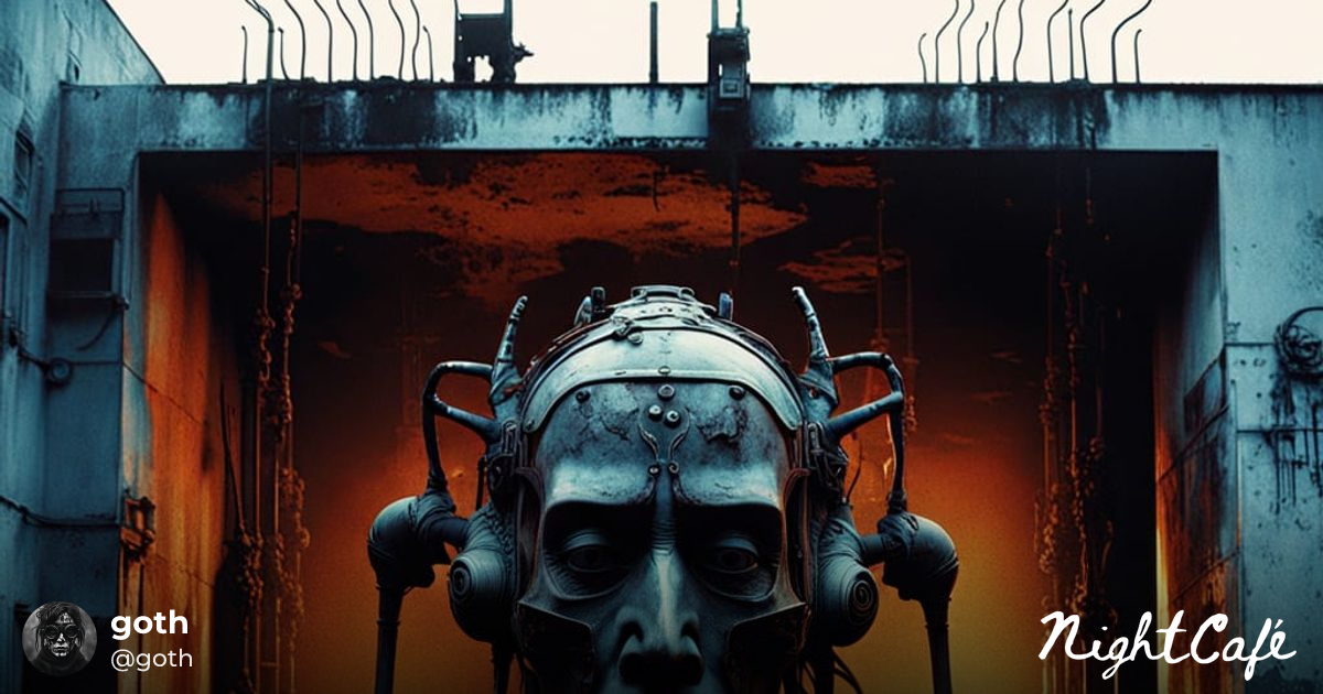 Giant Plaster Statues Amidst Rusted Industrial Dec... - AI Art