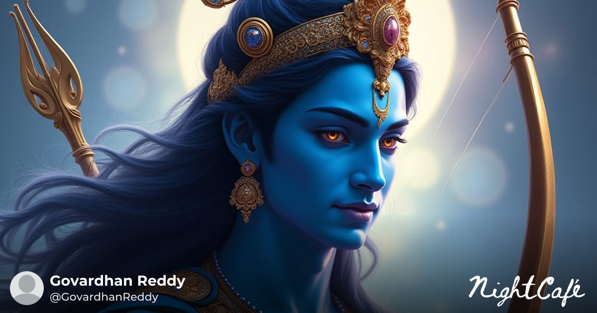 Lord Rama Portrait with Divine Aura - AI Art