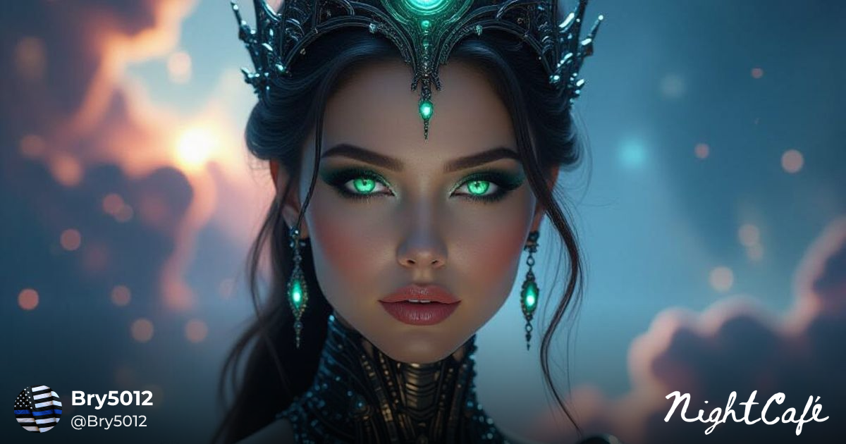 Cyborg Woman with Emerald Eyes in Hyperrealistic S... - AI Art
