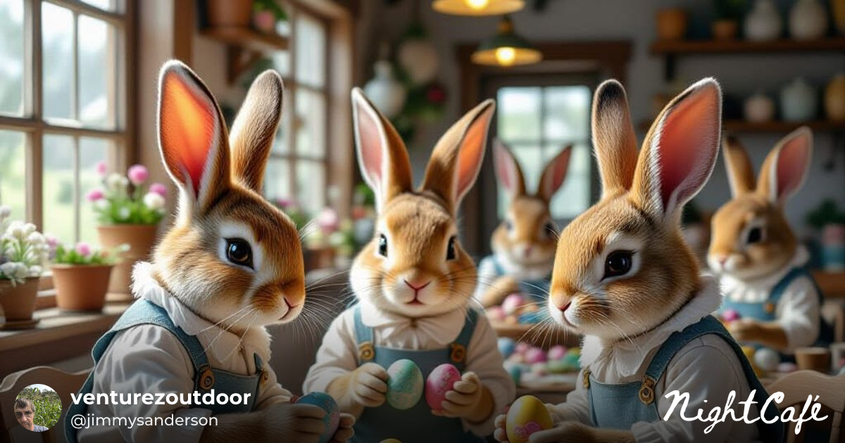 Easter Egg Painting with Rabbits in Ethereal Fanta... - AI Art