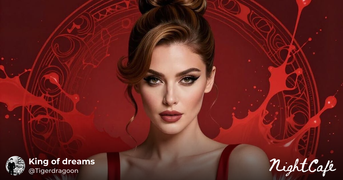 Glamorous Woman in Crimson Dress with Faux-Fur Sto... - AI Art