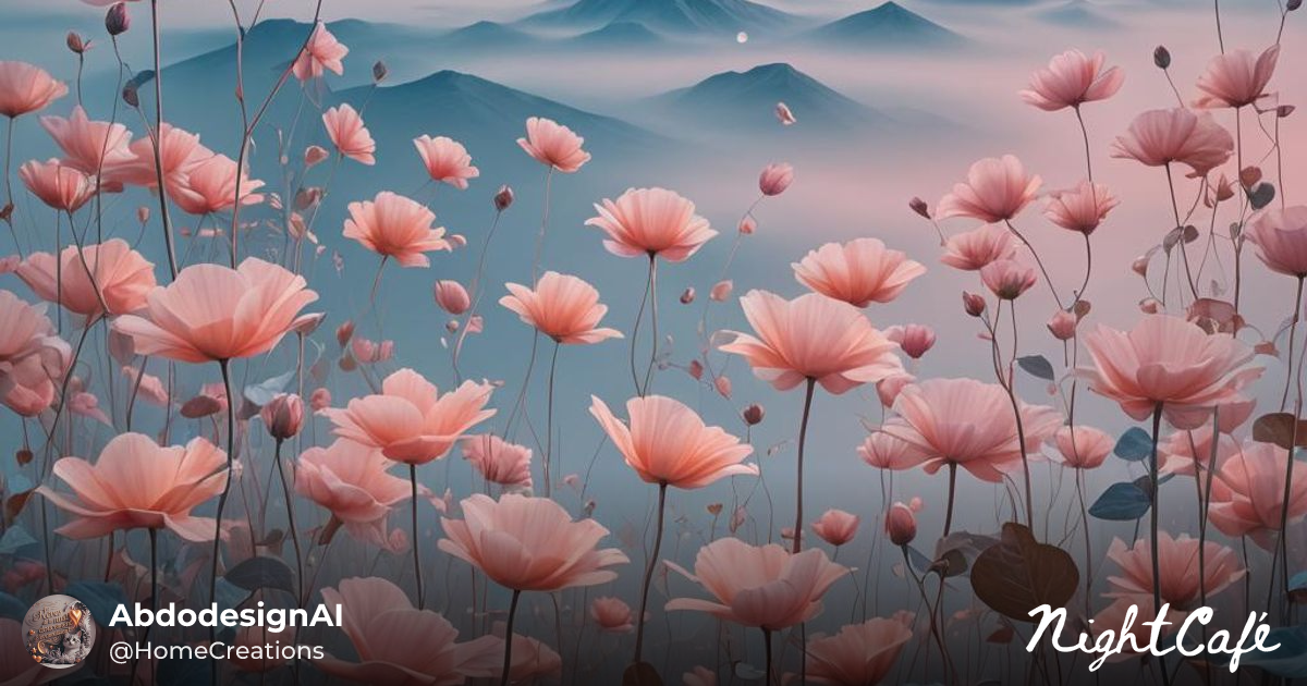 Surreal Sky Blue and Pink Floral Portrait - AI Art