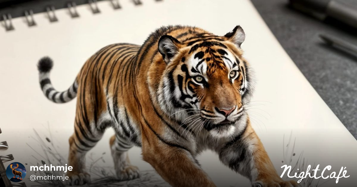 Draw out - Tiger Leaping From Sketchbook in Hyper-Realistic ...