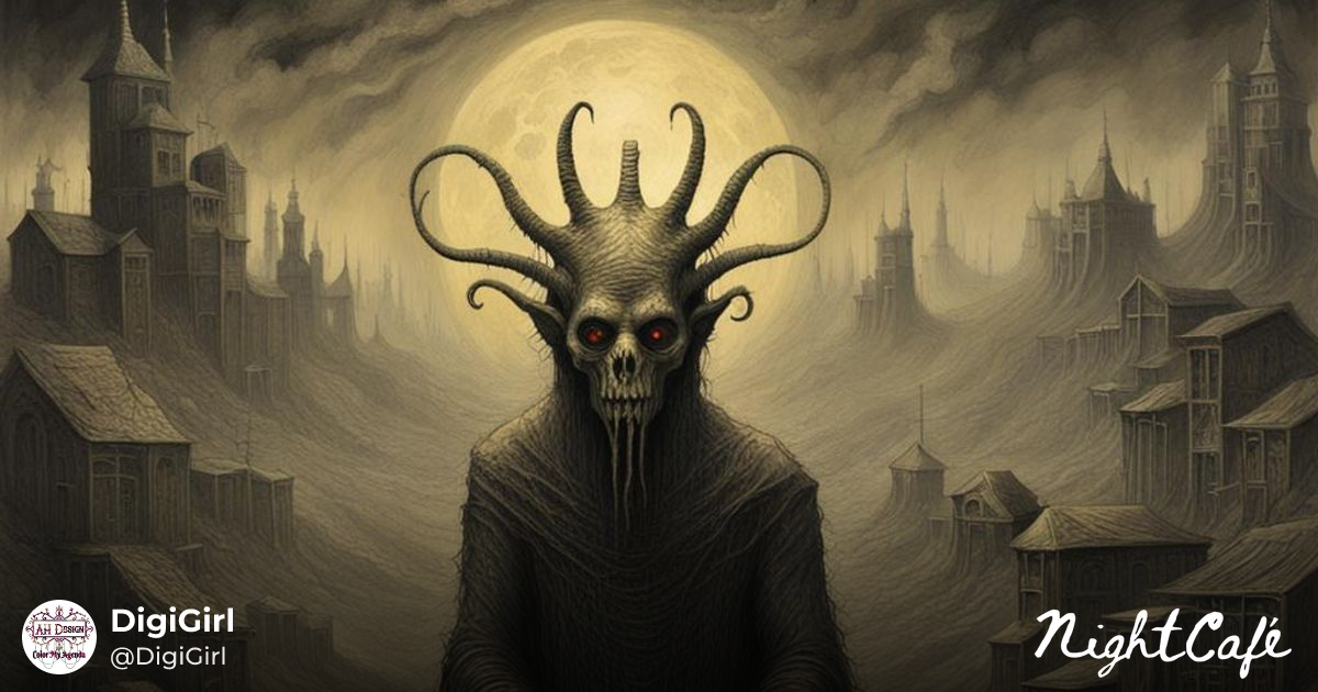 Surreal Demon Jester in Hellscape City - AI Art