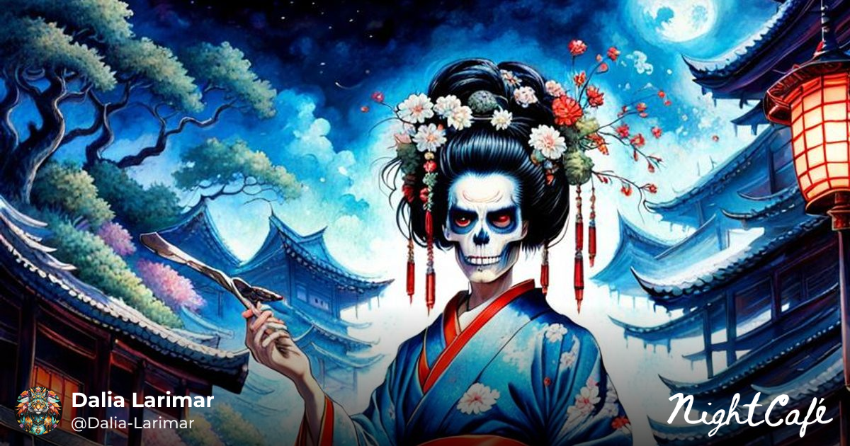 Epic Horror Art of a Skeleton Geisha in a Haunted ... - AI Art