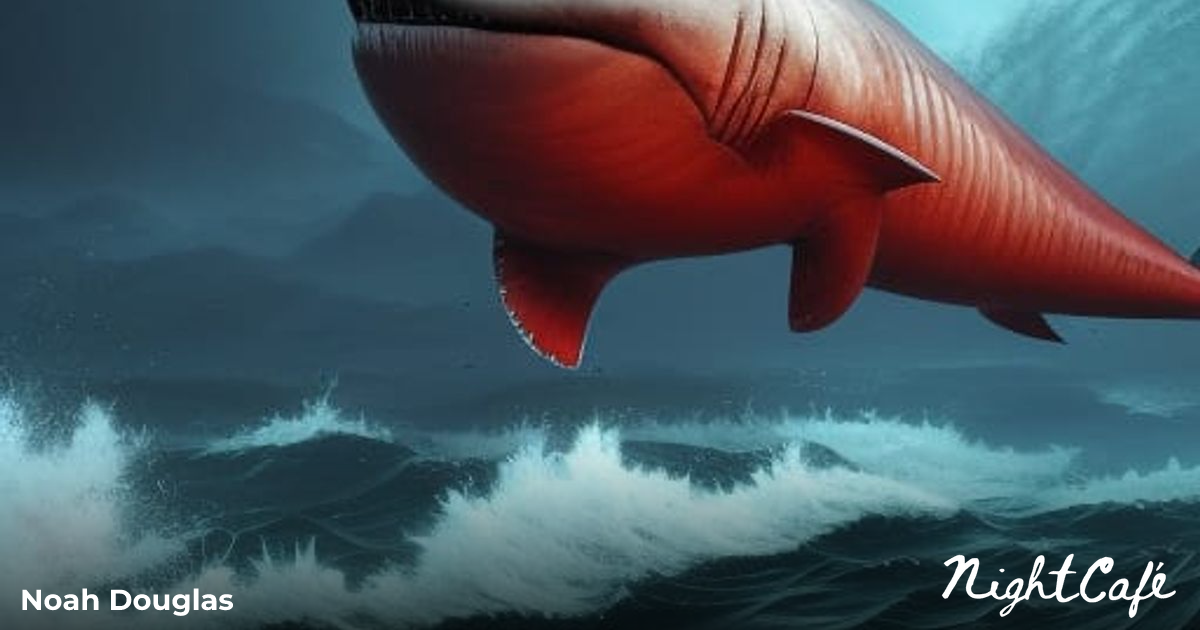 Megalodon Fishing in Red Ocean: Detailed Matte Pai... - AI Art