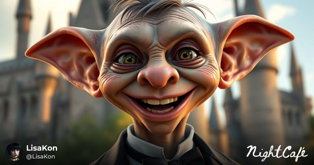 Dobby the Elf in Formal Tuxedo, Hogwarts Castle Ba... - AI Art