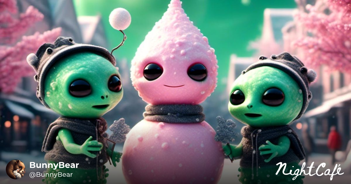 Alien snow day - Happy Aliens Build Snowman in Maximalist To...
