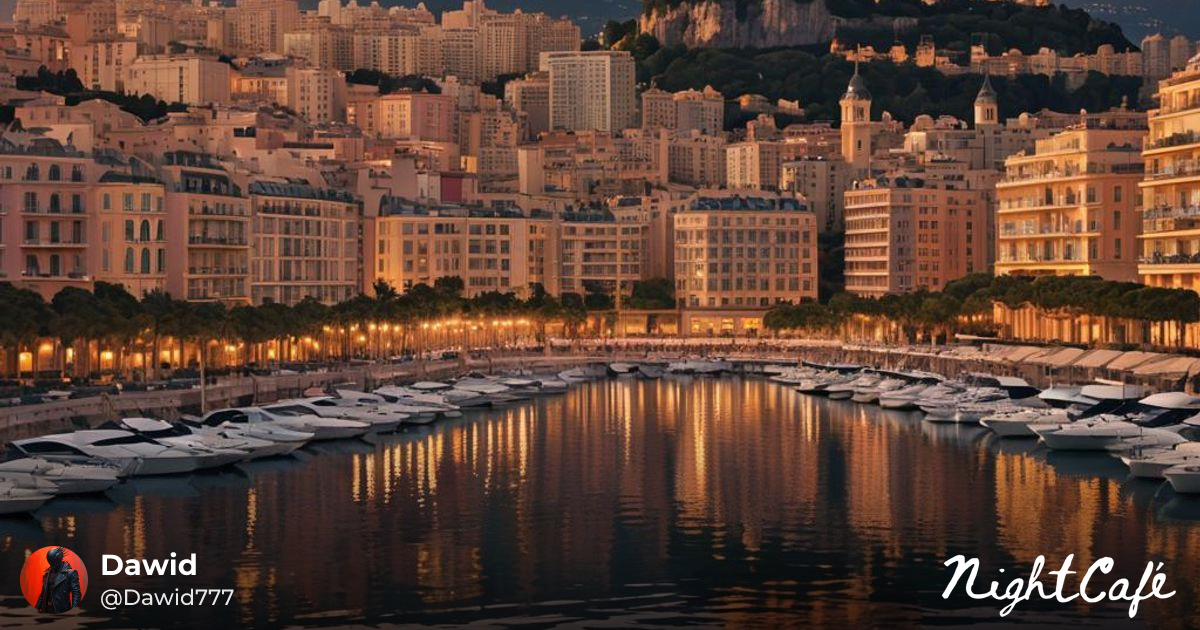 "A breathtaking digital artwork of Monte Carlo at sunset, viewed from ...