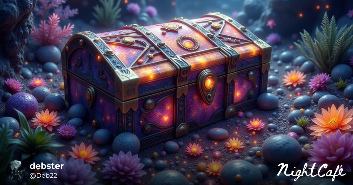 Solarpunk Treasure Chest Deep in Ocean Core - AI Art