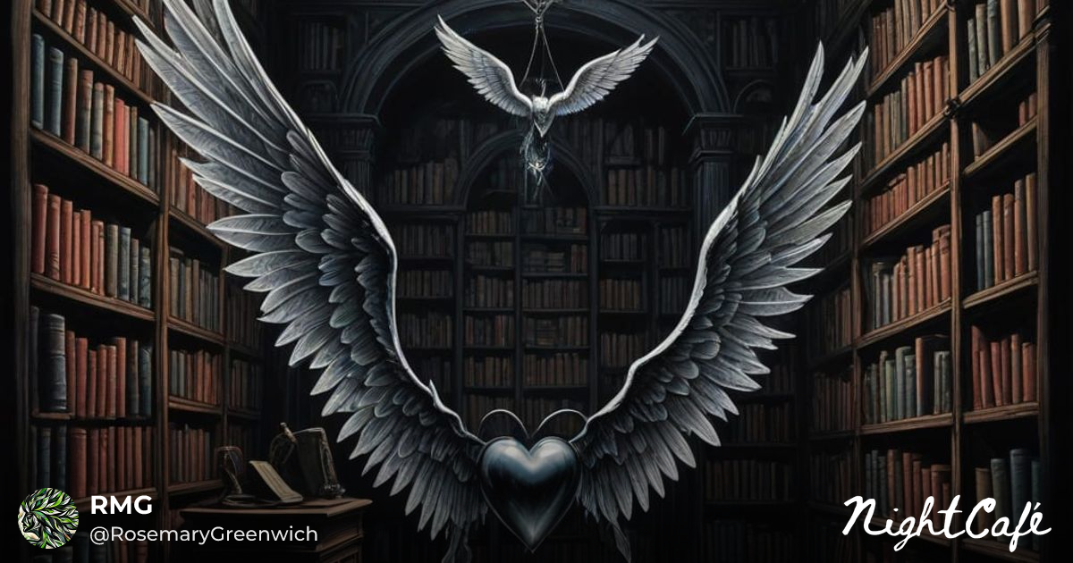 Surreal Gothic Library Scene in Whimsical Crayon D... - AI Art