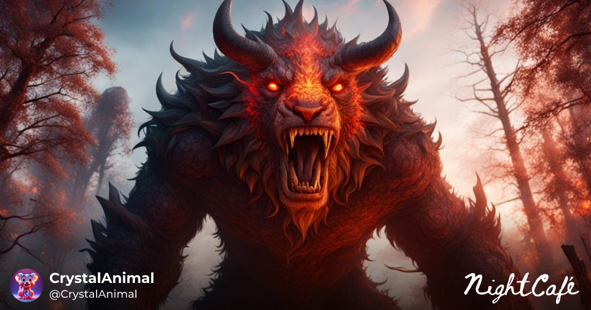 Overwhelmed by Fire Beast - Fantastical Fire Beast in Detai...