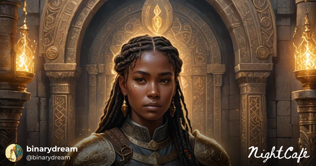 Majestic Female Cleric Guarding Ancient Temple - AI Art