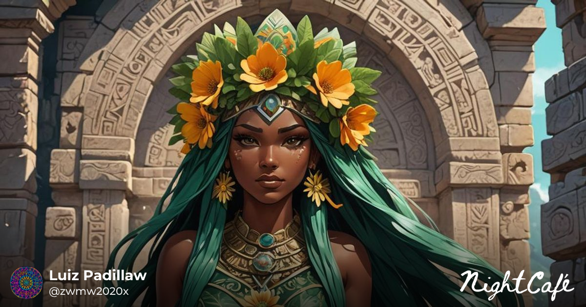 Latina Anime Girl with Obsidian Sword in Mesoameri... - AI Art