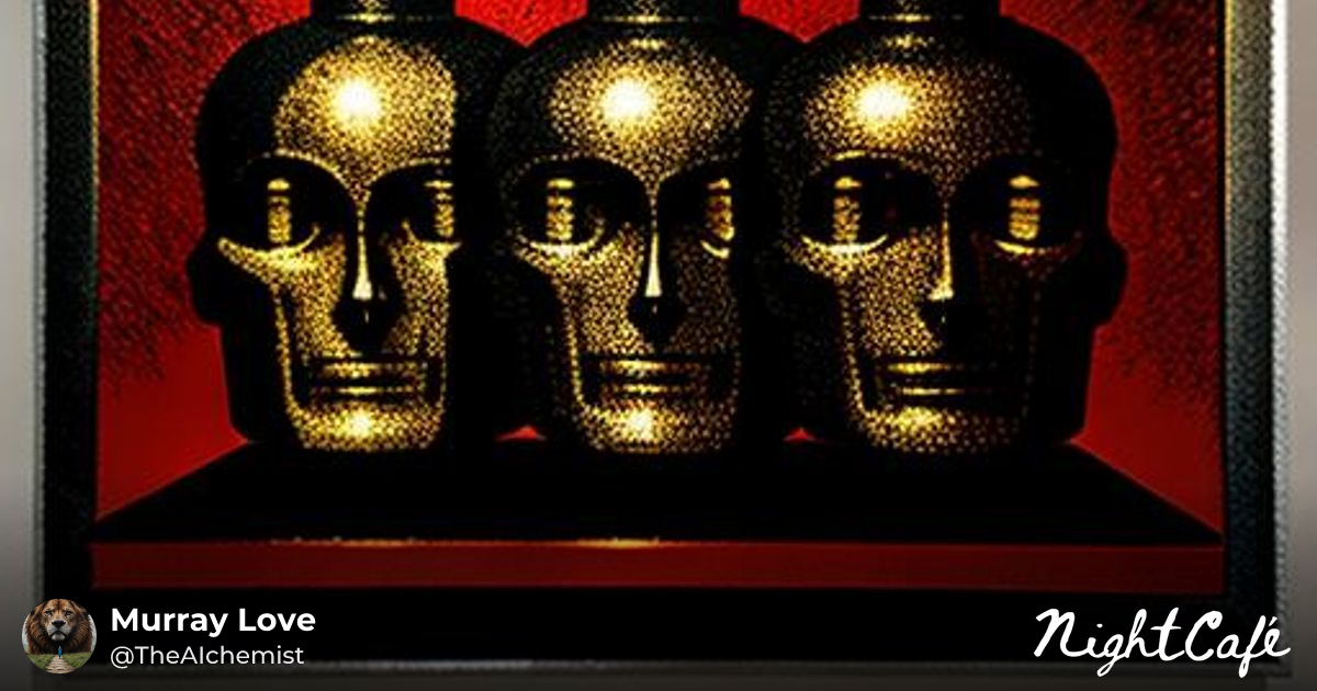 Chiaroscuro, Red, Silver, Gold - Abstract Chiaroscuro with M...