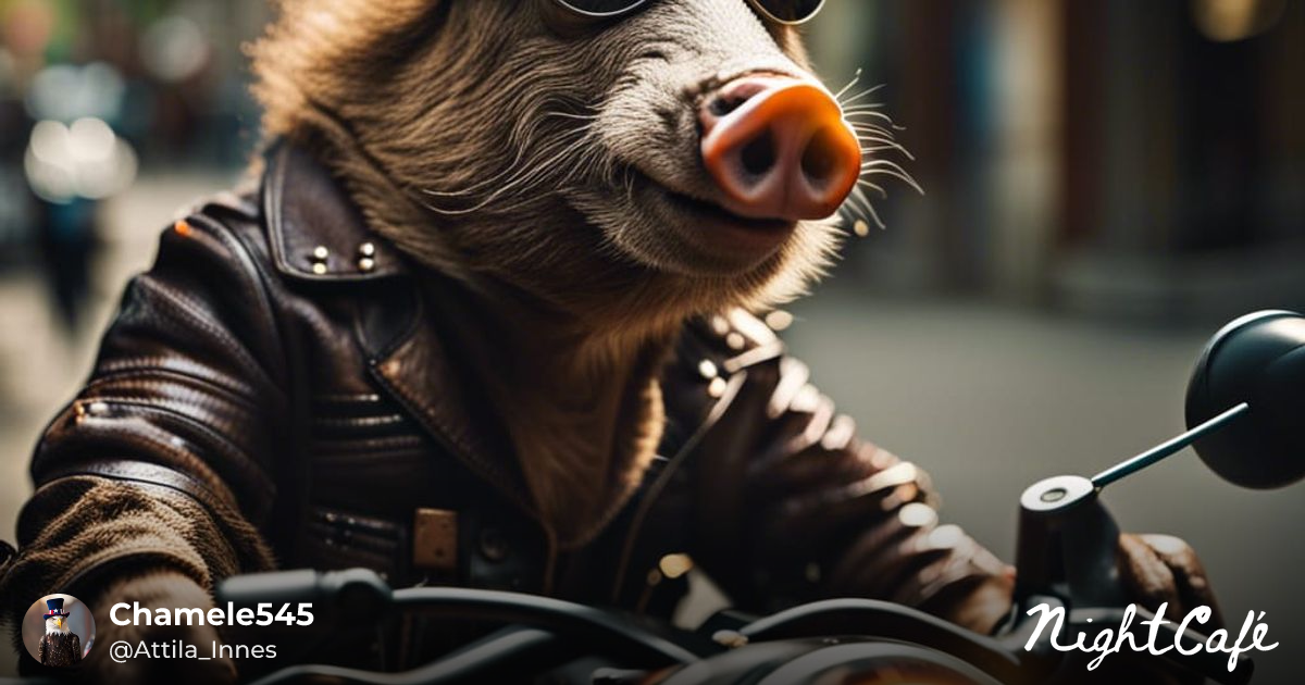 Hamlet - Boar on Motorcycle in Aviator Sunglasses