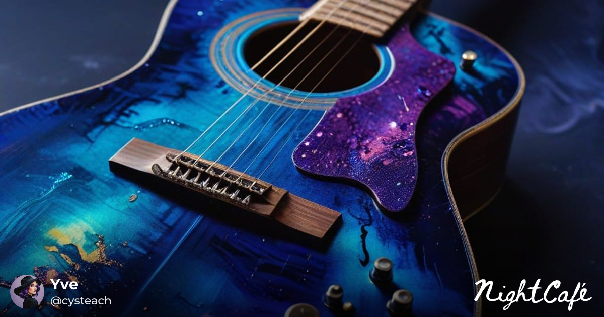 acoustic guitar - Moody Alcohol Ink Painting of Acoustic Gui...