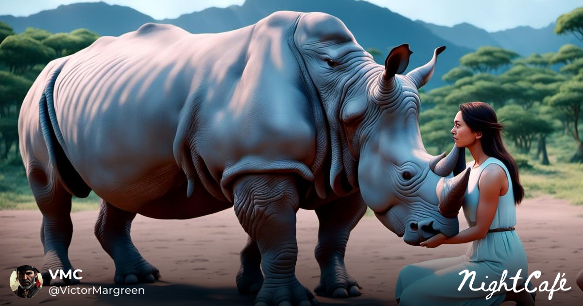 Animated Rhino's Unlikely Romance: Realistic 8K Ph... - AI Art