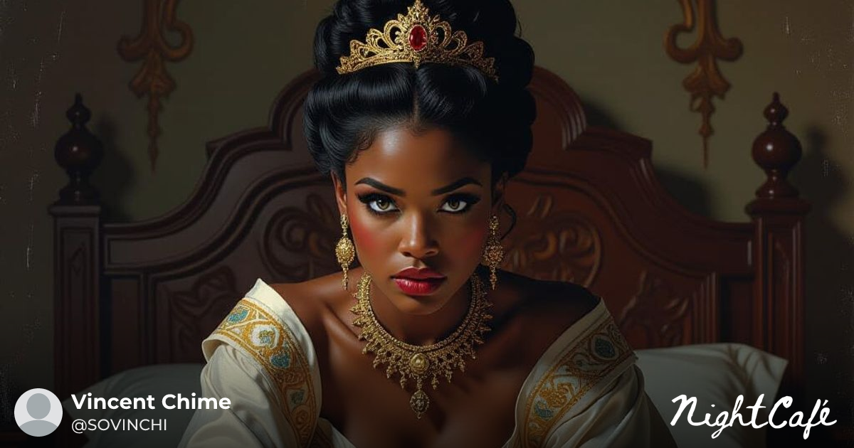 Startled African Princess in Ornate Room, Fantasy ... - AI Art