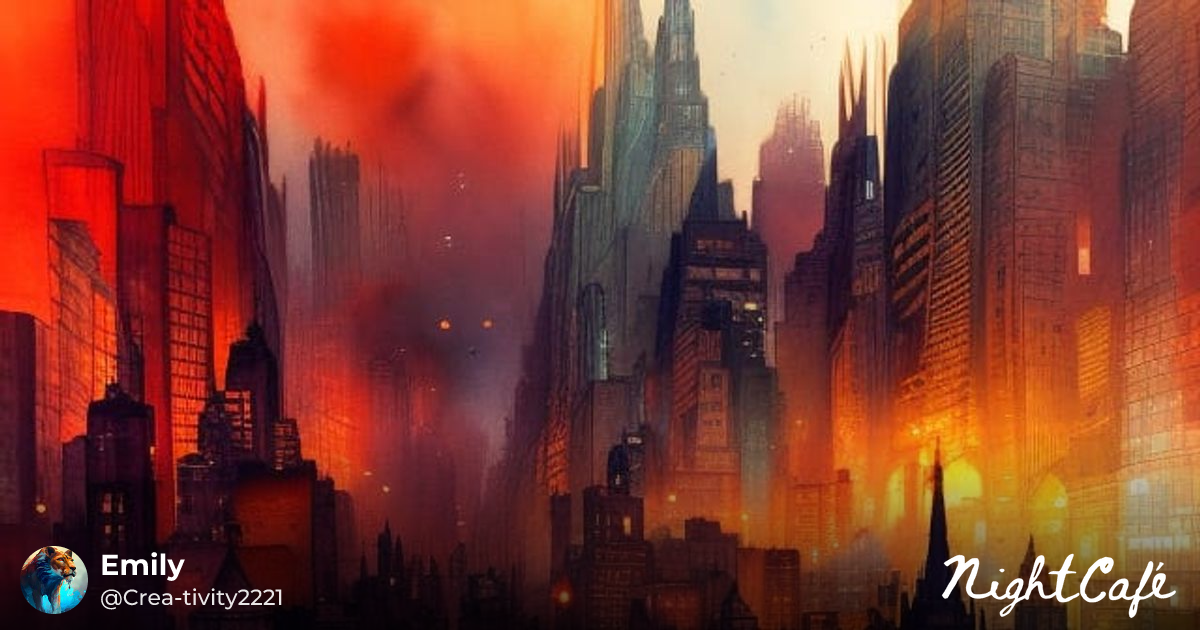 New York Time Square Red Haze - Fiery New York Expressionis...