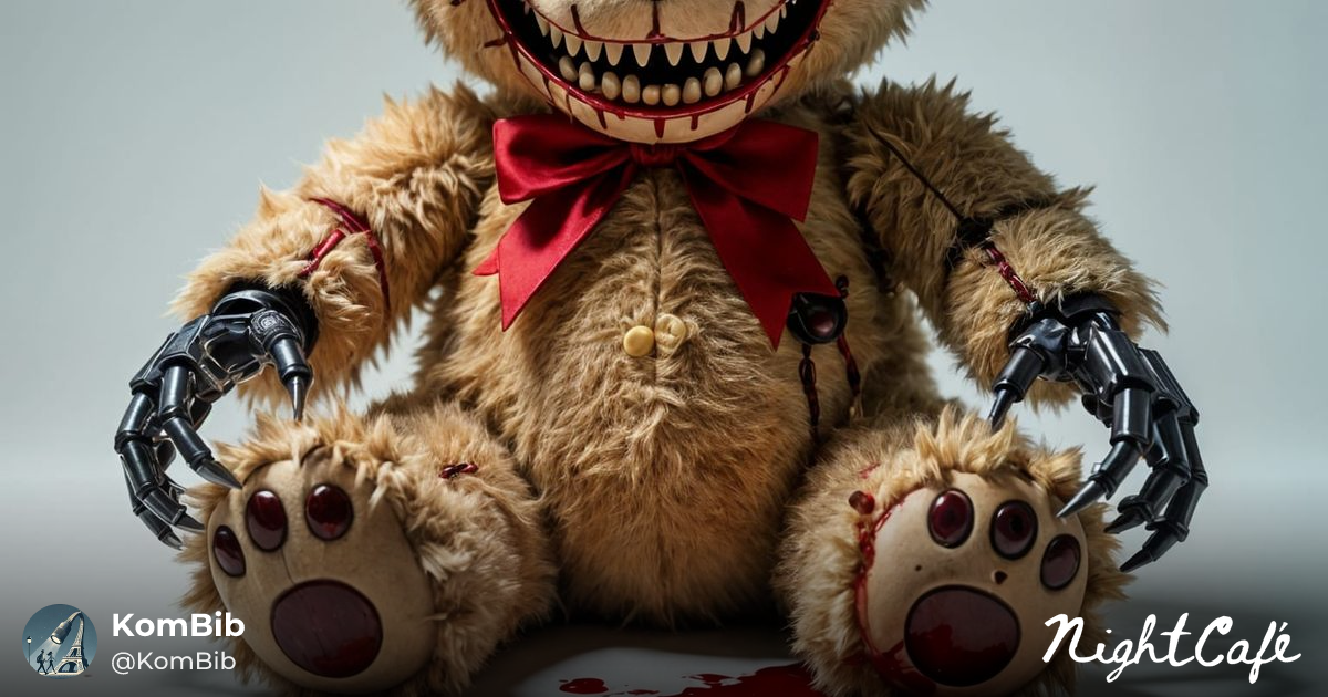 Cursed Teddy Bear with Mechanical Limbs - AI Art