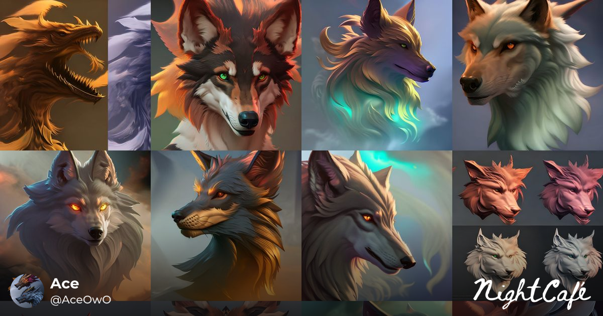 Ace - Wolf Dragon Fursona Portrait in Digital Art Style