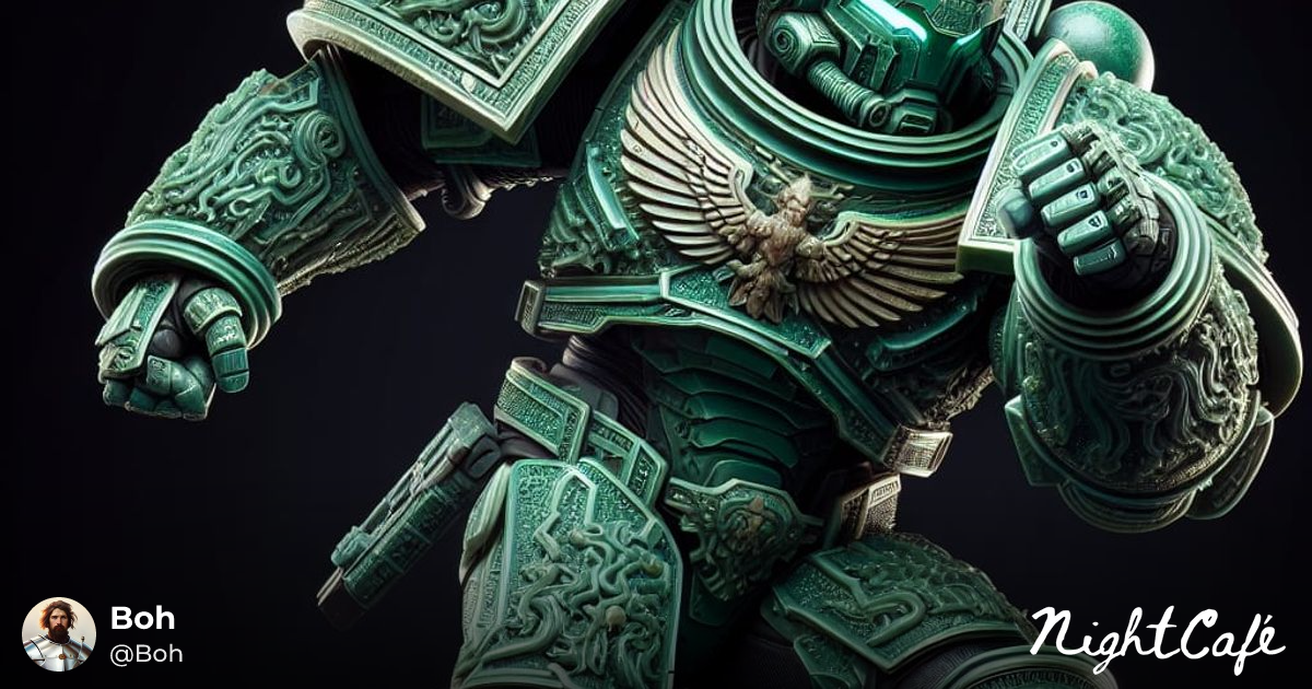 Jade Space Marine in Action Pose - AI Art