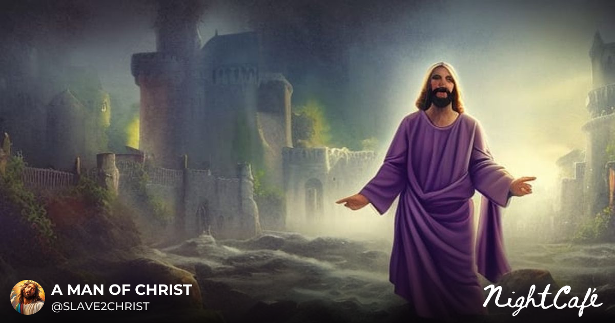 Jesus in Castle - Hyperrealistic Jesus in Castle Concept Art