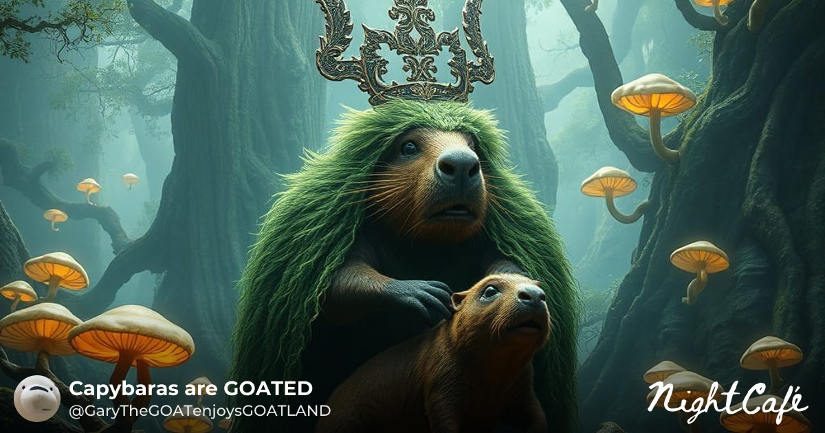 God of capybaras - Majestic God of Capybaras in Ancient Fore...