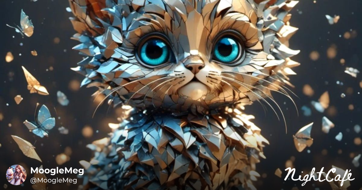 tessellated, shattered, kitten, magic, luminous, brilliance,