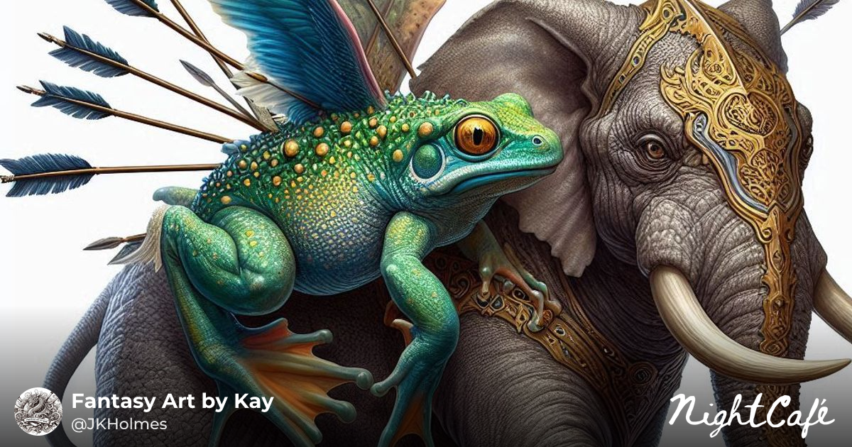 Prompt: “A fantasy hybrid creature combining an elephant and a poison ...