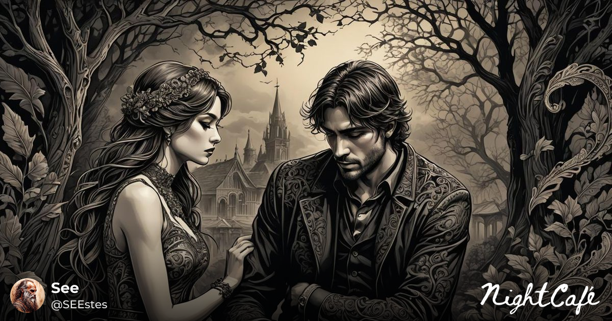 Dramatic Ink Sketch: Tragic Love Story - AI Art