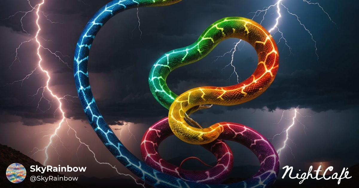 A rainbow snake and lightnings - Spectacular Rainbow Snake E...