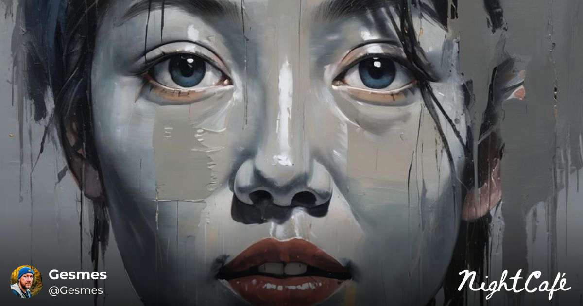 fading - Abstract Expressionist Portrait in Dark Palette