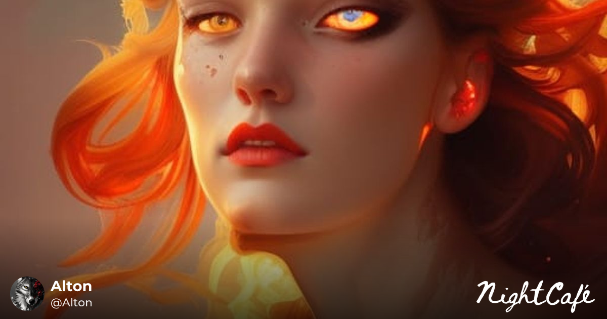 Honey skin, opal eyes, lava fire hair, blood lips, beauty head and ...