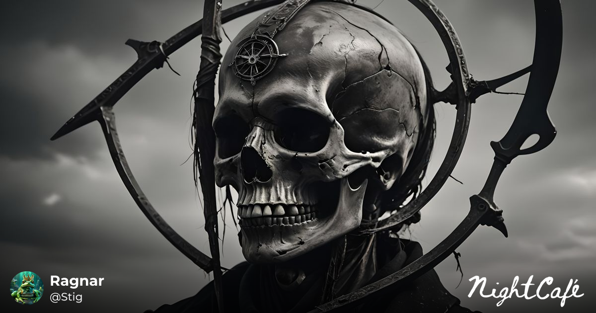 Macabre Occult Portrait with Saturn Symbols - AI Art