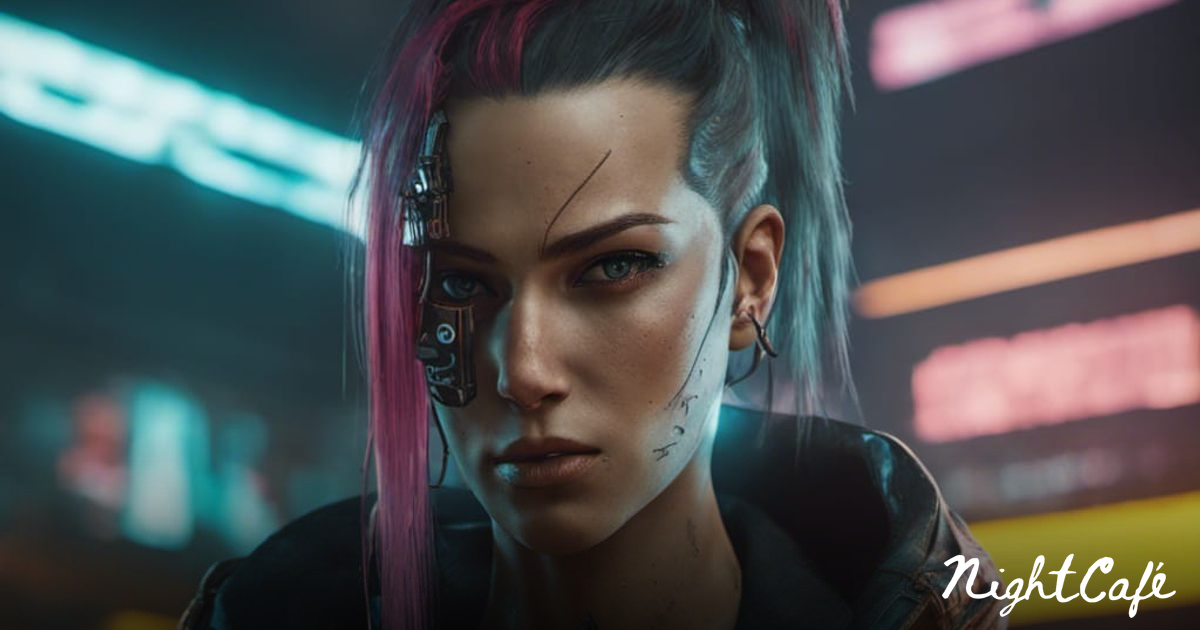 Cyberpunk 2077 Character with Question Mark in HDR - AI Art