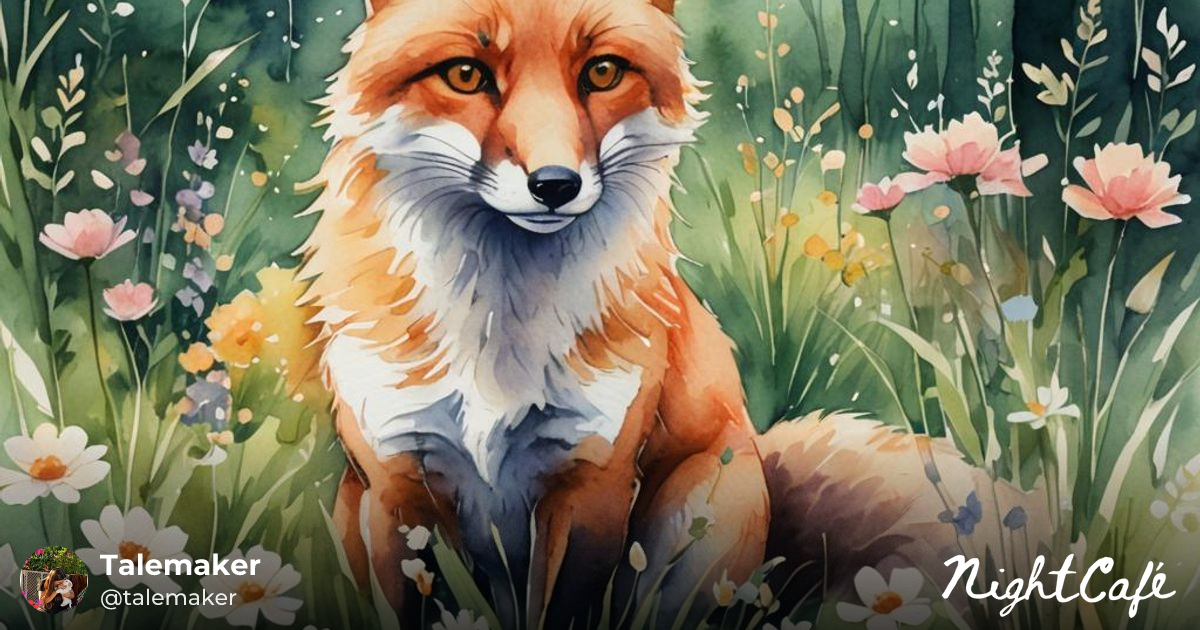 dreamy fox - Dreamy Fox in Forest Watercolor Illustration