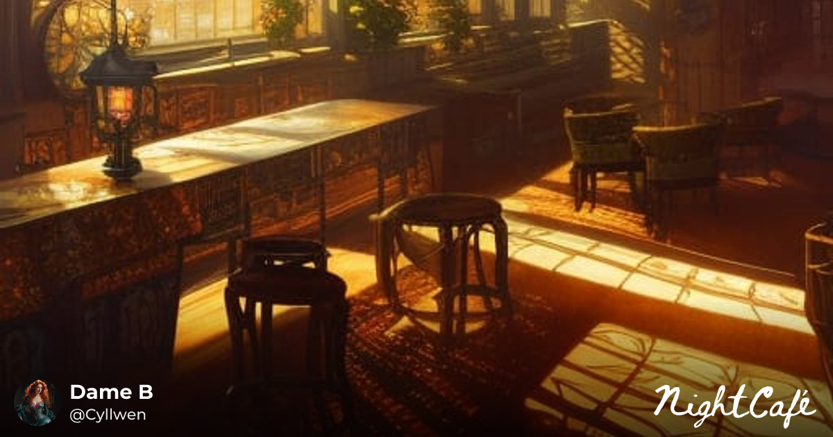 Golden Hour Interior in Art Nouveau Style - AI Art